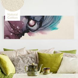 Bilderwelten Leinwandbild originell modern Kunstdruck blau - Linien im Nachtblauen Kokon - Wandbild XXL Wohnzimmer Schlafzimmer