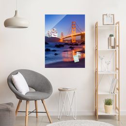 Bilderwelten Glasbild Golden Gate Bridge am Abend
