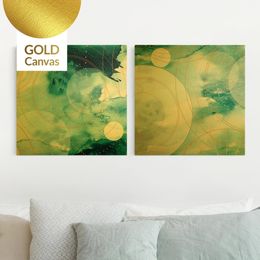 Bilderwelten 2-teiliges Leinwandbild Magischer goldener Sternenhimmel Duo