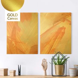 Bilderwelten Leinwandbild originell Abstrakt Kunstdruck rosa - Pink und Vanille - Wandbild XXL Wohnzimmer Schlafzimmer