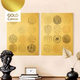 Bilderwelten 2-teiliges Leinwandbild Kreismuster Beige Set