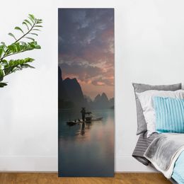Bilderwelten Leinwandbild - Hochformat Sonnenaufgang &uuml;ber chinesischem Fluss