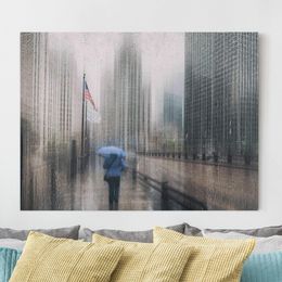 Bilderwelten Leinwandbild - Querformat Verregnetes Chicago