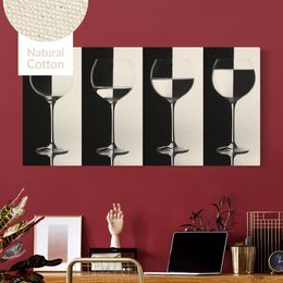 Bilderwelten Leinwandbild - Querformat Weingl&auml;ser Schwarz&Wei&szlig;