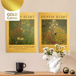 Bilderwelten 2-teiliges Leinwandbild Gustav Klimt - Bauerngarten - Museumsedition