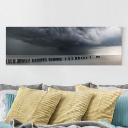 Bilderwelten Leinwandbild - Panorama Sturmwolken &uuml;ber der Ostsee