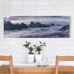Bilderwelten Leinwandbild - Panorama Wolkenmeer im Himalaya