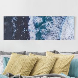 Bilderwelten Leinwandbild - Panorama Luftbild - J&ouml;kuls&aacute;rl&oacute;n in Island vertikal