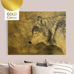 Bilderwelten Leinwandbild - Querformat Winter Wolf