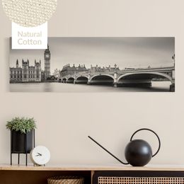 Bilderwelten Leinwandbild - Panorama Westminster Br&uuml;cke und Big Ben
