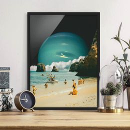 Bilderwelten Bild mit Rahmen Retro Collage - Weltraum Strand