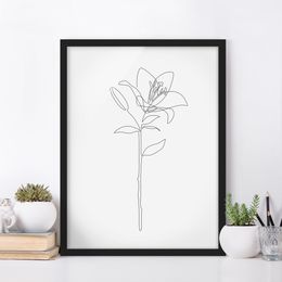 Bilderwelten Bild mit Rahmen Line Art Blumen - Lilie
