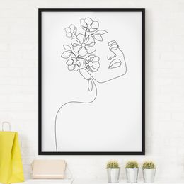 Bilderwelten Bild mit Rahmen Line Art - Dreamy Girl Blossom