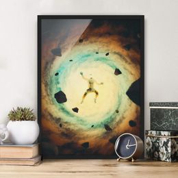 Bilderwelten Bild mit Rahmen Retro Collage - Im Weltall