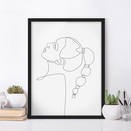 Bilderwelten Bild mit Rahmen Line Art - Dreamy Girl Pony Tail