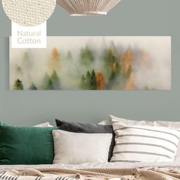 Bilderwelten Leinwandbild - Panorama Nebelwald im Herbst
