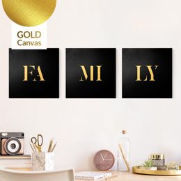 Bilderwelten 3-teiliges Leinwandbild Buchstaben FAMILY Wei&szlig; Set I