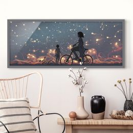 Bilderwelten Bild mit Rahmen Anime Zeichnung Lichter auf dem Fahrrad