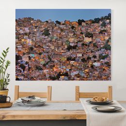Bilderwelten Leinwandbild - Querformat Rio de Janeiro Favela Sonnenuntergang