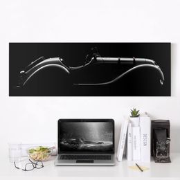 Bilderwelten Leinwandbild - Panorama Oldtimer Silhouette