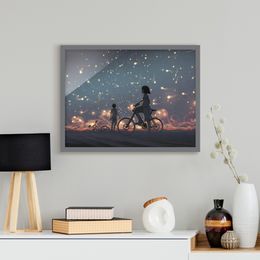 Bilderwelten Bild mit Rahmen Anime Zeichnung Lichter auf dem Fahrrad