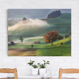 Bilderwelten Leinwandbild - Querformat Nebliger Herbsttag Schweiz