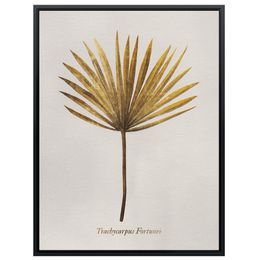 Bilderwelten Leinwandbild - Hochformat Gold - Palmenblatt