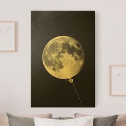 Bilderwelten Leinwandbild - Hochformat Luftballon mit Mond
