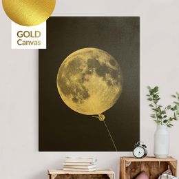 Bilderwelten Leinwandbild - Hochformat Luftballon mit Mond