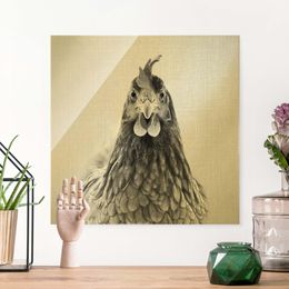 Bilderwelten Glasbild Henne Henriette Schwarz Wei&szlig;