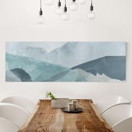 Bilderwelten Leinwandbild - Panorama Wogen in Blau III