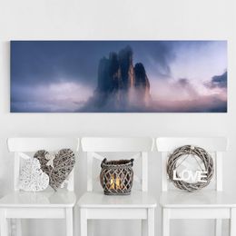 Bilderwelten Leinwandbild - Panorama Drei Zinnen in blauem Licht