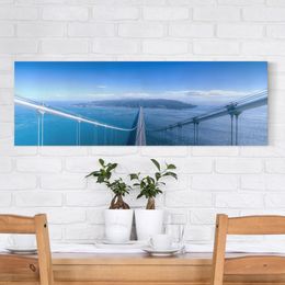 Bilderwelten Leinwandbild - Panorama Br&uuml;cke zur Insel