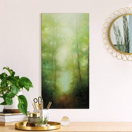 Bilderwelten Leinwandbild Waldspaziergang im Nebel