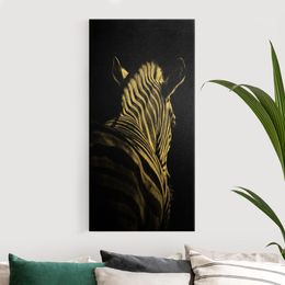 Bilderwelten Leinwandbild - Hochformat Dunkle Zebra Silhouette