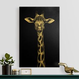 Bilderwelten Leinwandbild - Querformat Dunkles Giraffen Portrait