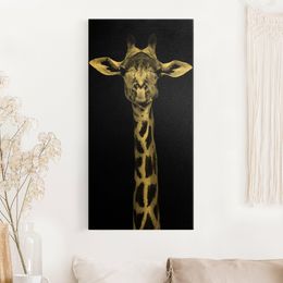Bilderwelten Leinwandbild - Hochformat Dunkles Giraffen Portrait
