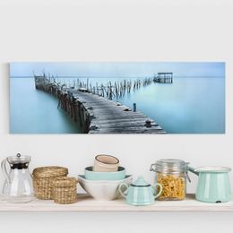 Bilderwelten Leinwandbild - Panorama Der Hafen von Carrasqueira