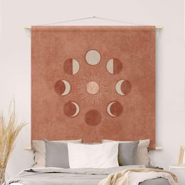 Bilderwelten Wandteppich Boho Mondphasen mit Sonne