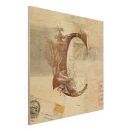 Bilderwelten Holzbild - Quadrat Vintage Gold Alphabet Buchstabe