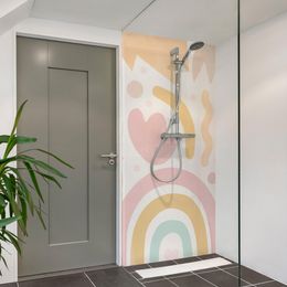 Bilderwelten Duschr&uuml;ckwand Abstrakt pastell fugenlose Wandverkleidung - Boho Abstrakte Formen - Deko Wandpaneel Bad