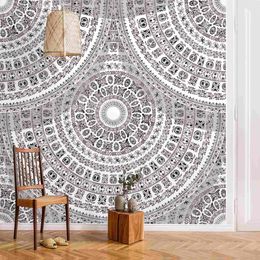 Bilderwelten Fototapete Gro&szlig;es Boho Mandala in Braunschwarz