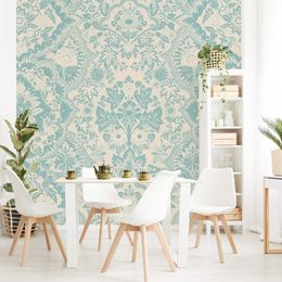 Bilderwelten Fototapete Shabby Barocktapete in Azur Stil Landhaus,Muster Ornamente Wohnzimmer Vliestapete inkl. Kleister oder selbstklebend