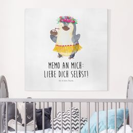 Bilderwelten Leinwandbild Tiere Abstrakt Aquarell schwarz - Mr. & Mrs. Panda - Pinguin - Liebe Dich selbst - Spr&uuml;che XXL Kinderzimmer Baby M&auml;dchen Jungen