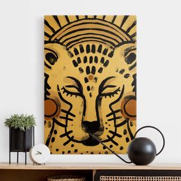 Bilderwelten Leinwandbild Gepard mit Perlenohrringen Illustration