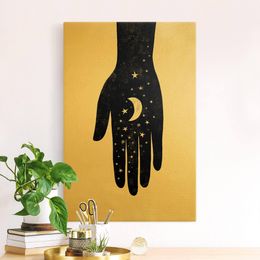 Bilderwelten Leinwandbild Hand mit Mond