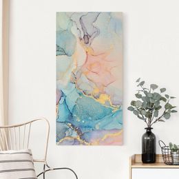 Bilderwelten Leinwandbild Aquarell Pastell Bunt mit Gold