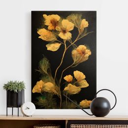 Bilderwelten Leinwandbild Helle Bl&uuml;ten auf Schwarz