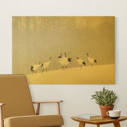 Bilderwelten Leinwandbild Kraniche im Schnee