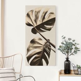 Bilderwelten Leinwandbild Goldene Monsterabl&auml;tter